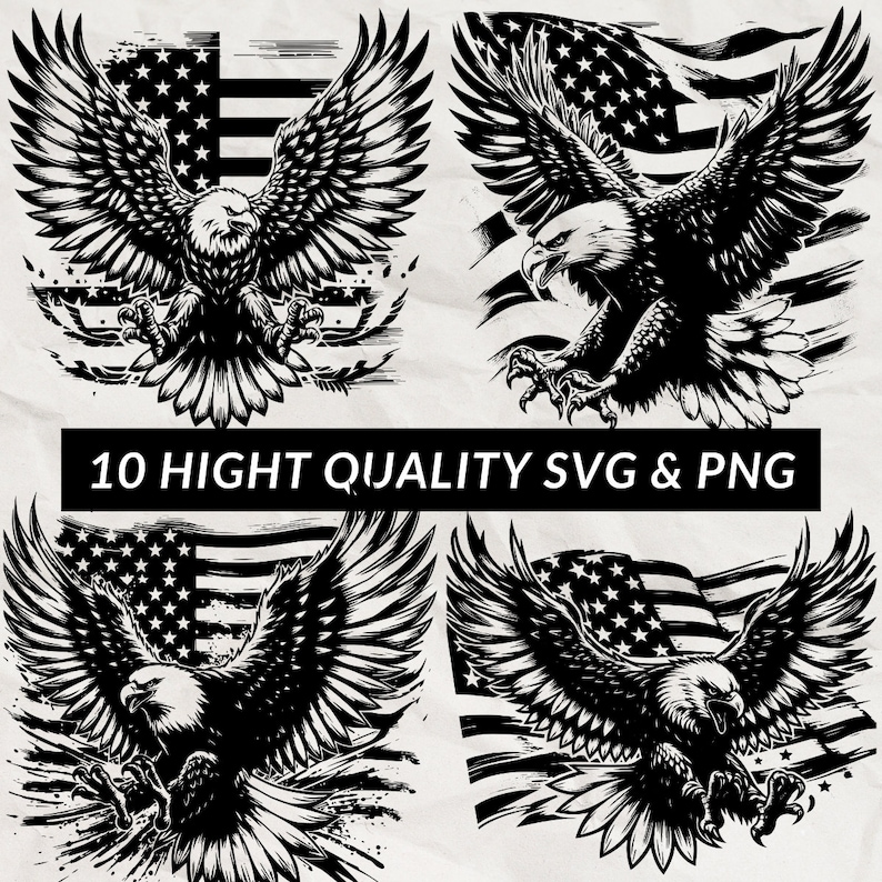 USA Patriotic Flying Eagle Flag SVG / PNG Files, 4th of July Digital ...