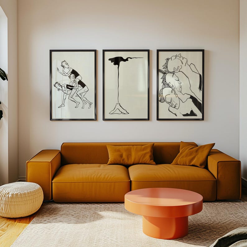 Minimalist Cyclops Line Art Print Surreal Monochrome Wall Decor Unique ...