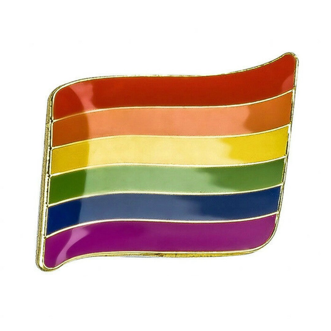 Rainbow Flag Pin Gay Lesbian Bi LGBTQAI Pride 6 Color Waving Rainbow ...