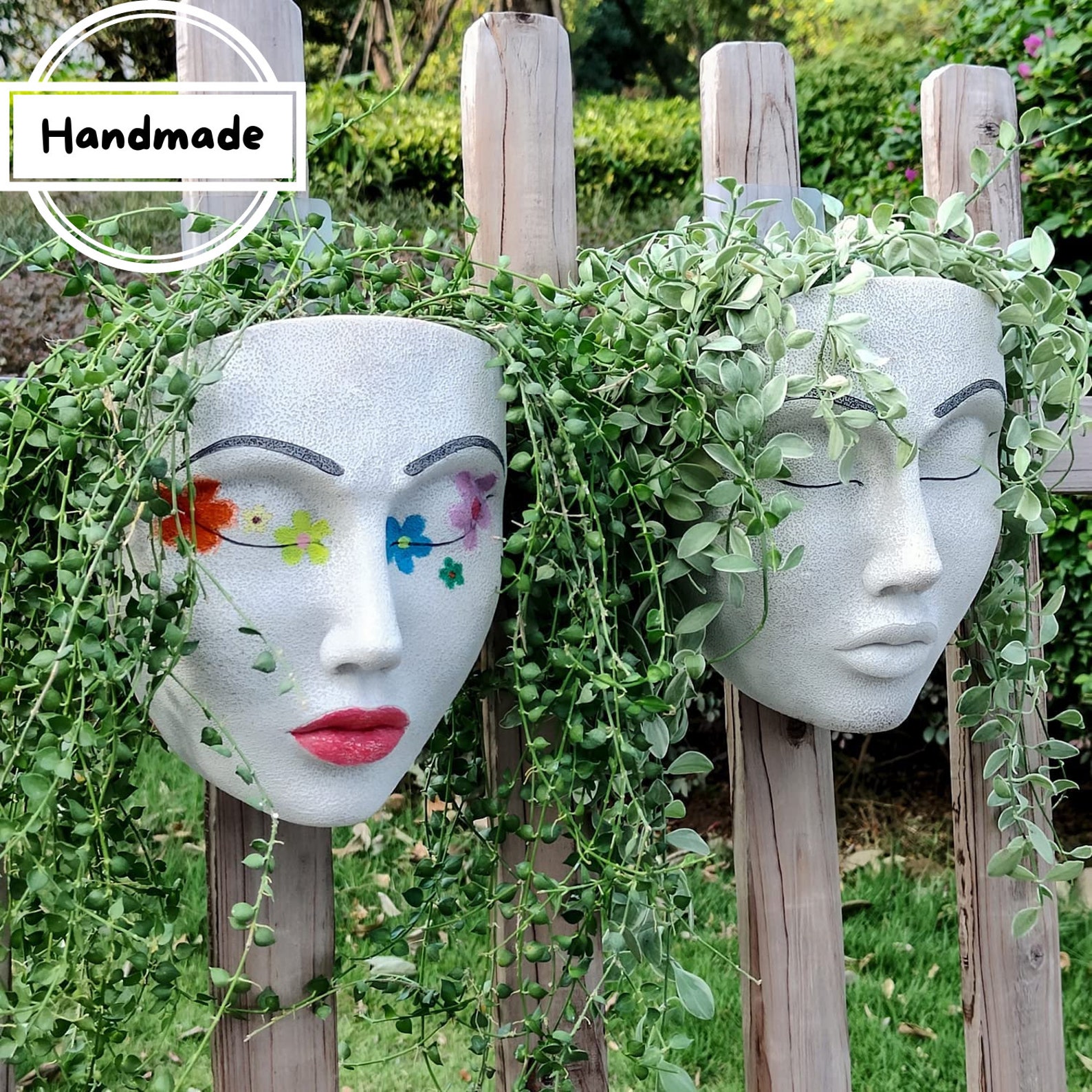 Face Head Pot Plant Potceramic Face Vase Hanging Planter Home - Etsy