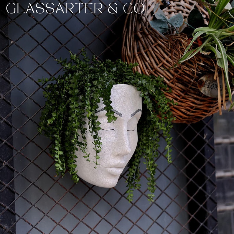 Face Head Pot Plant Potceramic Face Vase Hanging Planter Home - Etsy