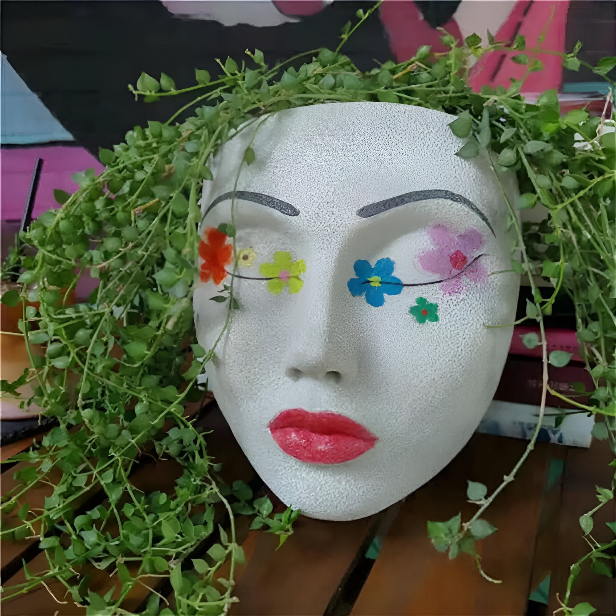 Face Head Pot Plant Potceramic Face Vase Hanging Planter Home - Etsy