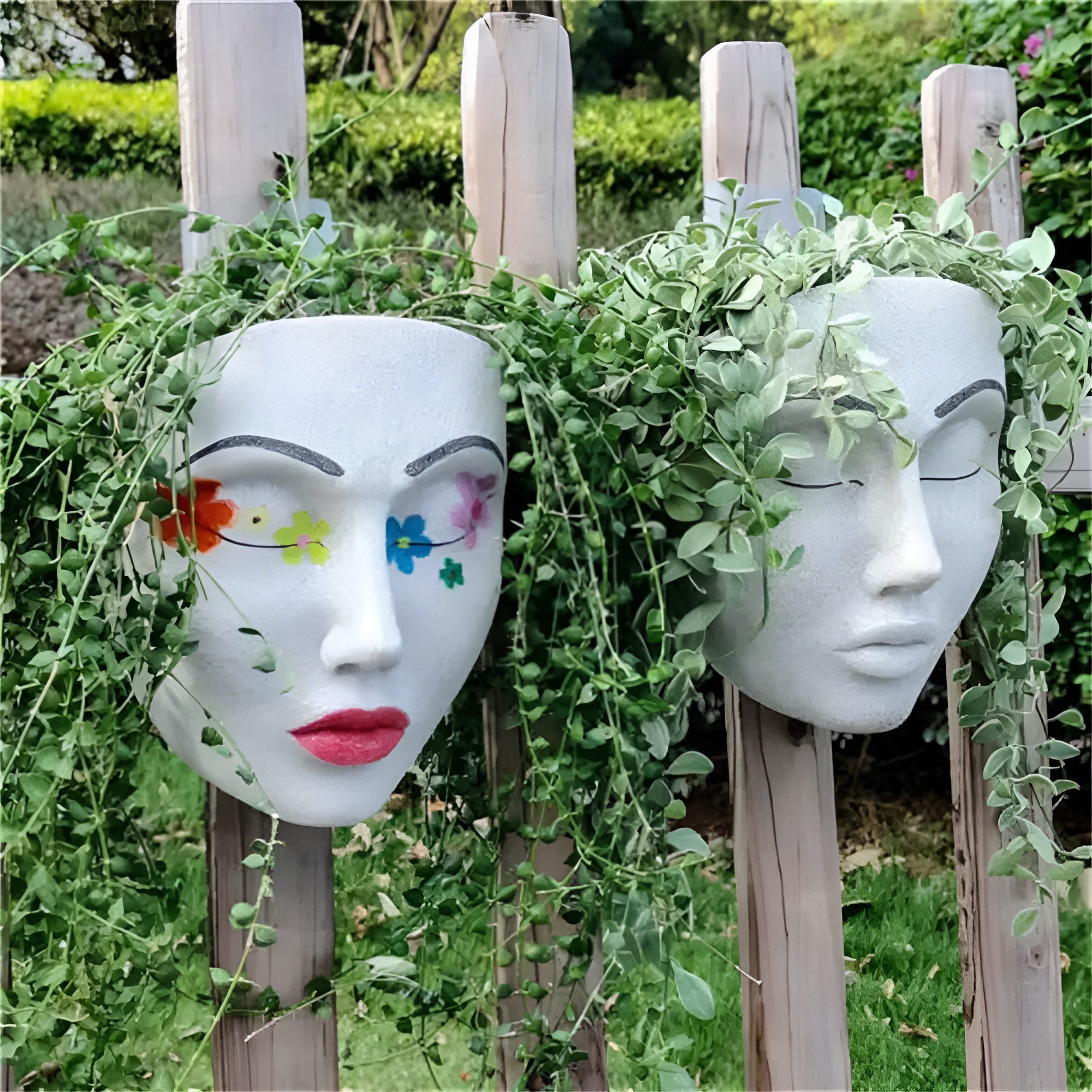 Face Head Pot Plant Potceramic Face Vase Hanging Planter Home - Etsy