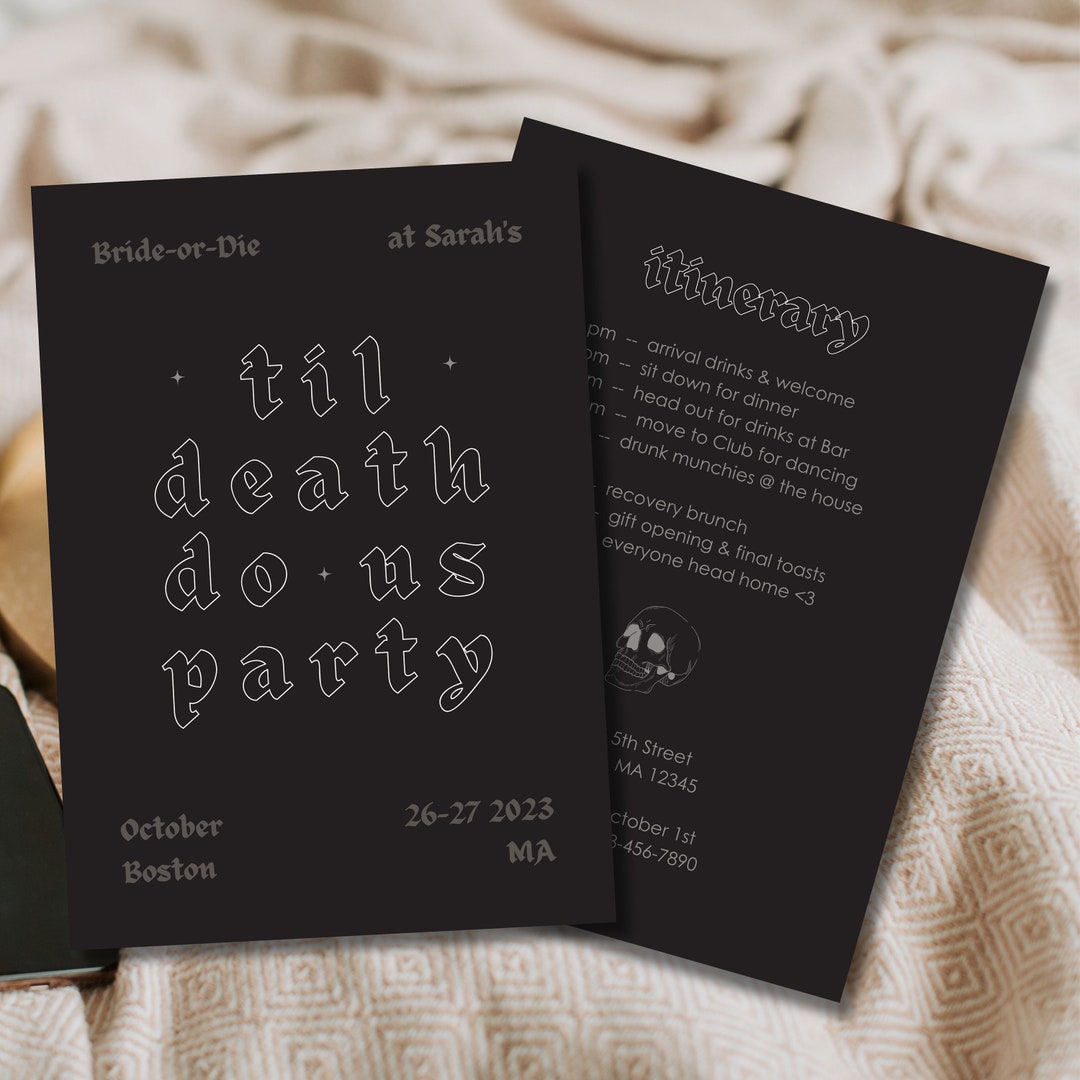 Bride-or-die Bachelorette Invite Template 5x7 Invite for Print or ...