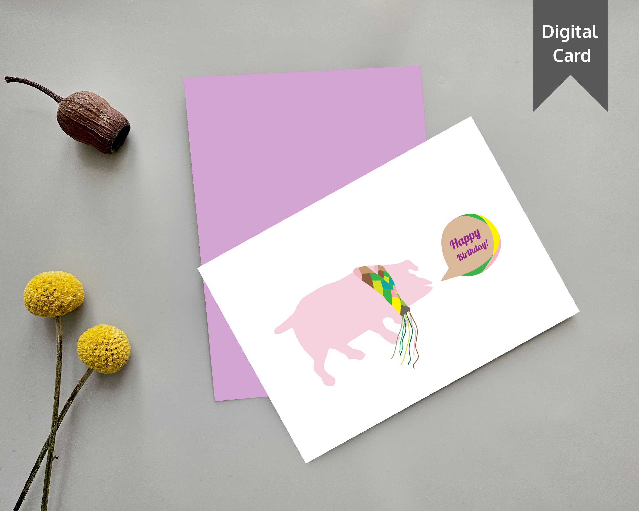 Printable Pig Birthday Card | Happy Birthday Digital Printable Card ...
