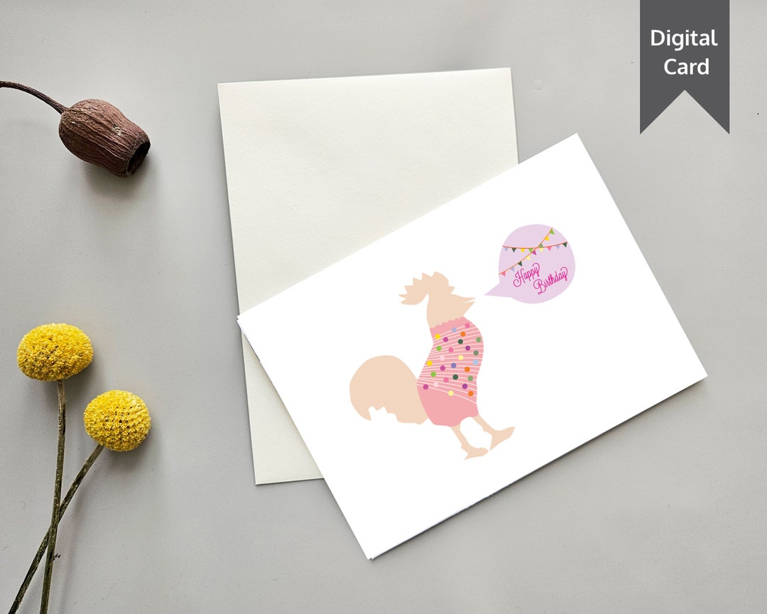 Printable Chicken Birthday Card | Happy Birthday Digital Printable Card ...