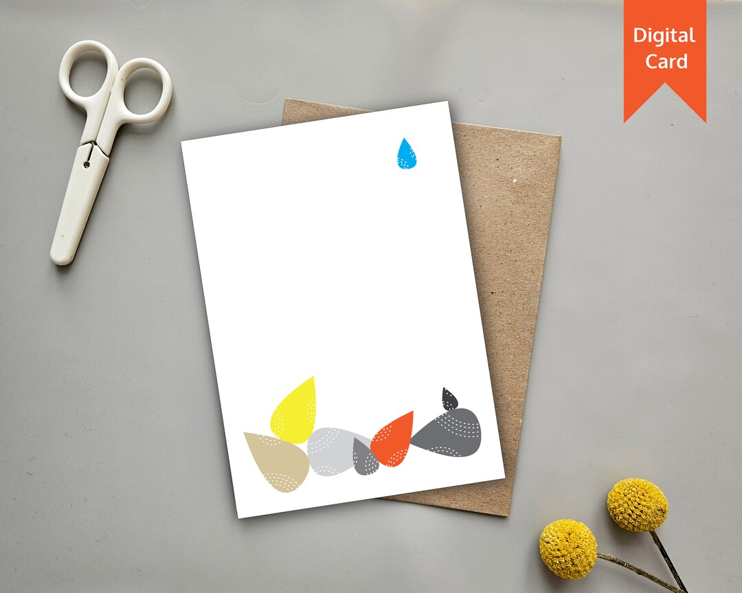 Printable Modern Abstract Note Card | Colorful Blank Cards | Midcentury ...