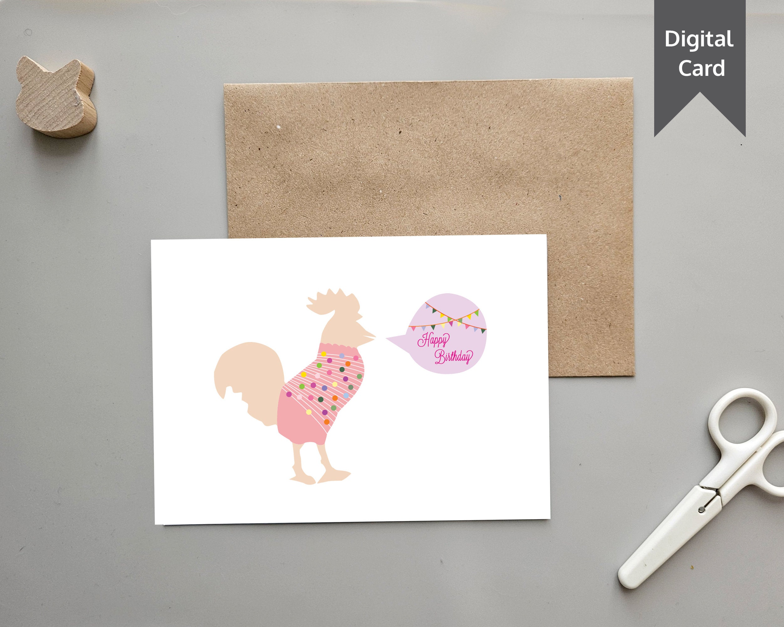 Printable Chicken Birthday Card | Happy Birthday Digital Printable Card ...