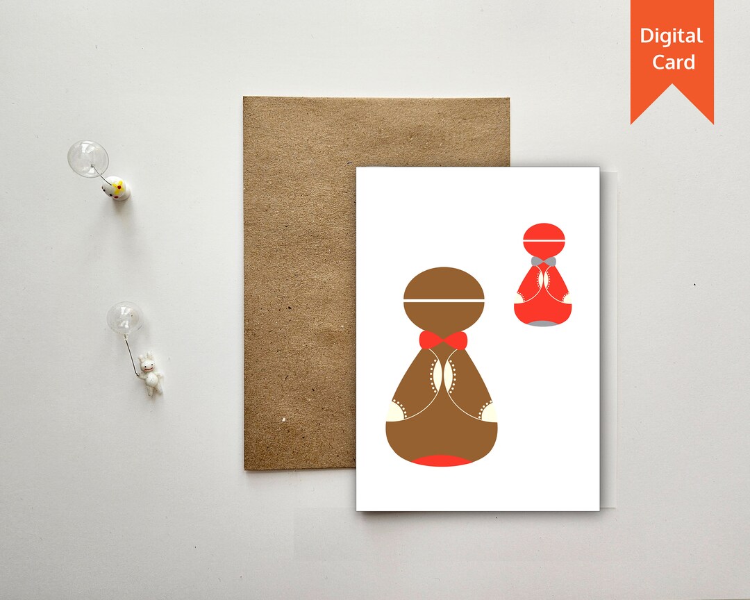 Printable Modern Dolls Note Card | Colorful Blank Cards | Midcentury ...
