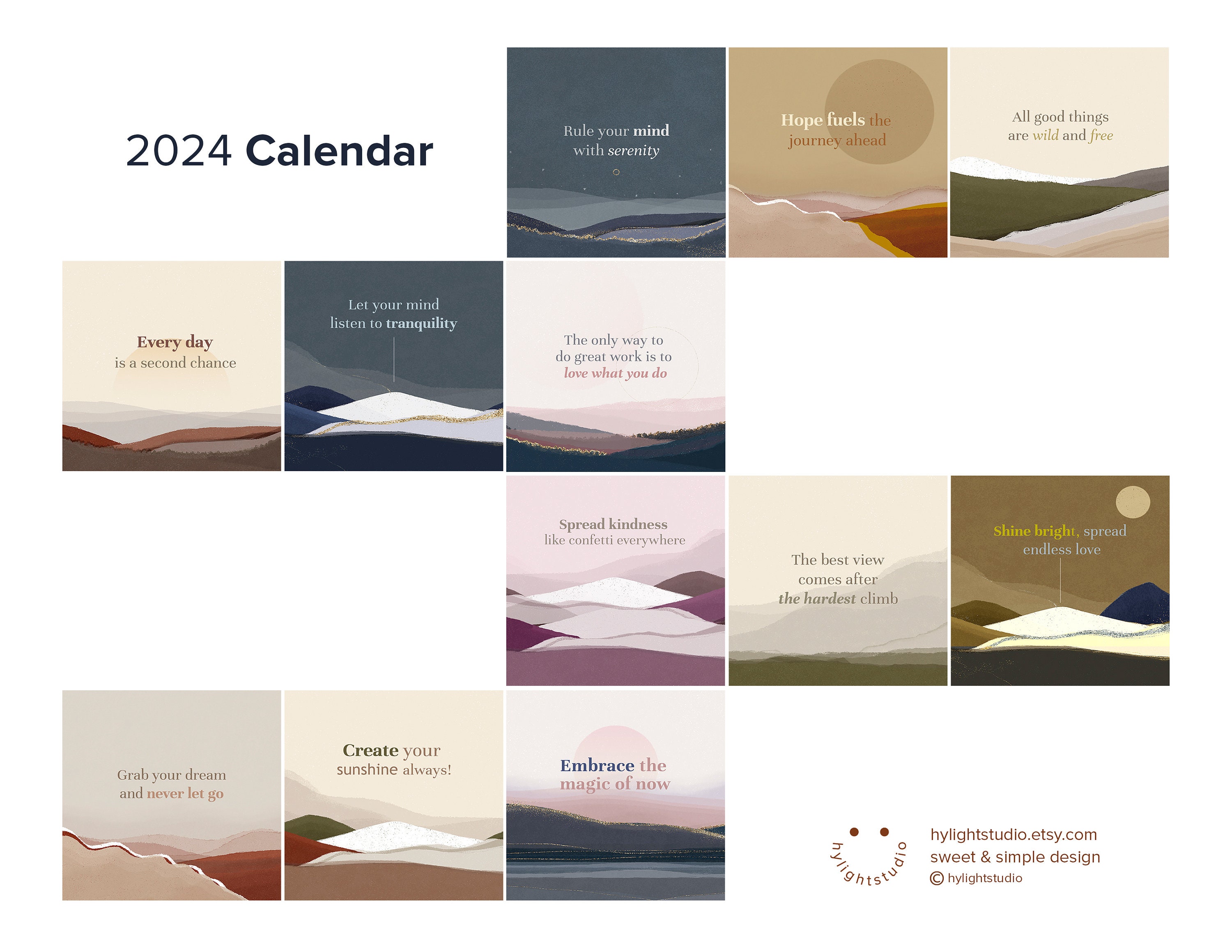 2024 Vertical Desk Calendar: Natural Landscapes & Inspirational Quotes ...