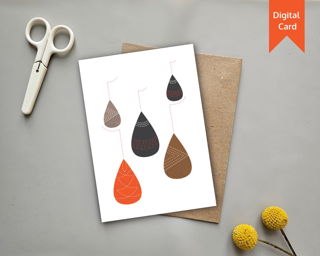 Printable Modern Abstract Note Card | Cute Blank Cards | Midcentury ...