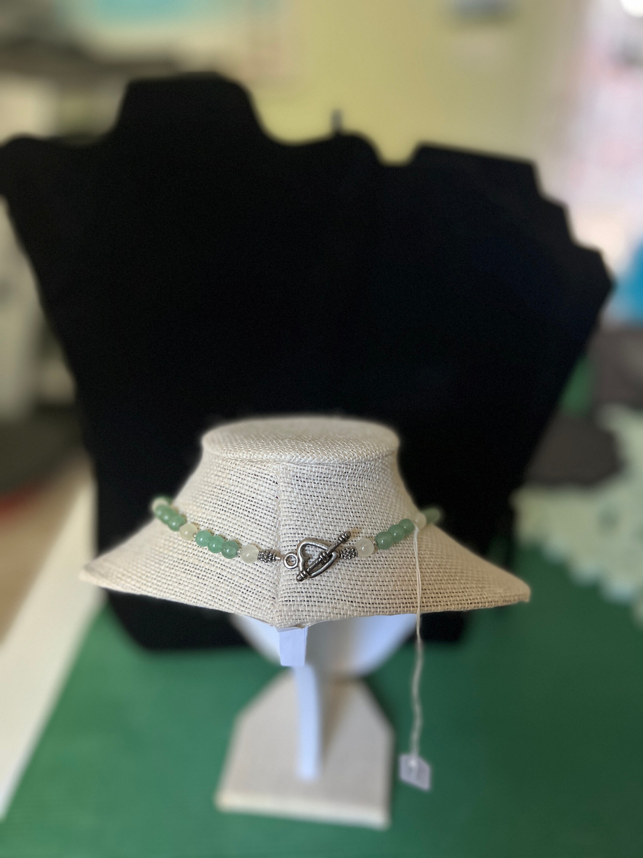 Celadon Stone Necklace, Light Green Beaded Necklace With Pendant ...