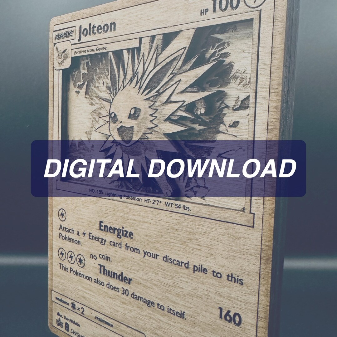 Jolteon 3d Wooden Pokemon Card - SWSH094 - * Digital / Laser Ready ...