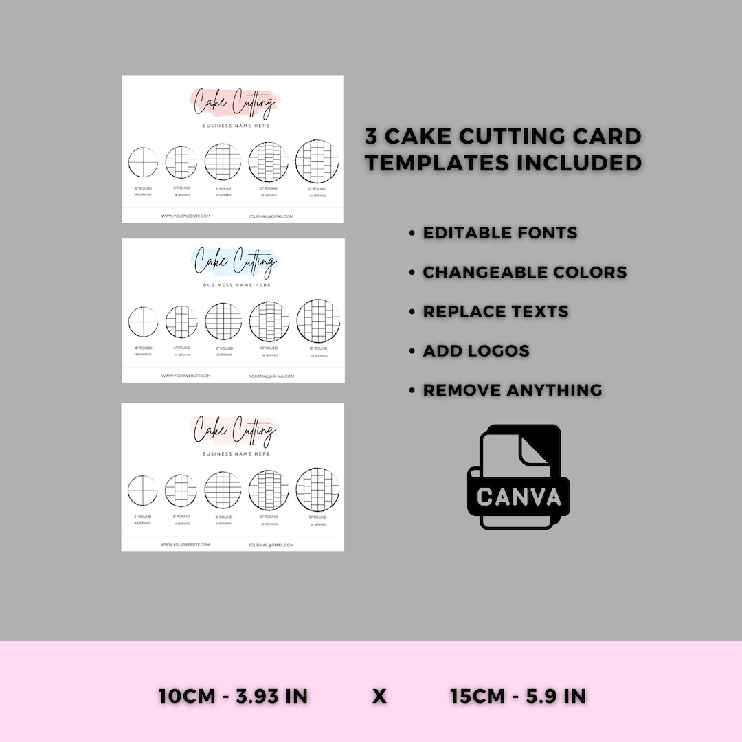 Cake Cutting Guide, DIY Cake Cutting Card Cake Cutting, Editable Cake ...