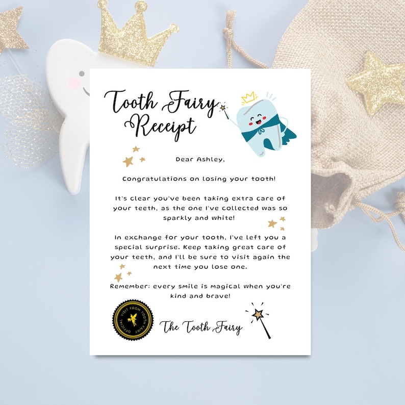 Tooth Fairy Letter Receipt Canva Template Instant Download | Tooth ...