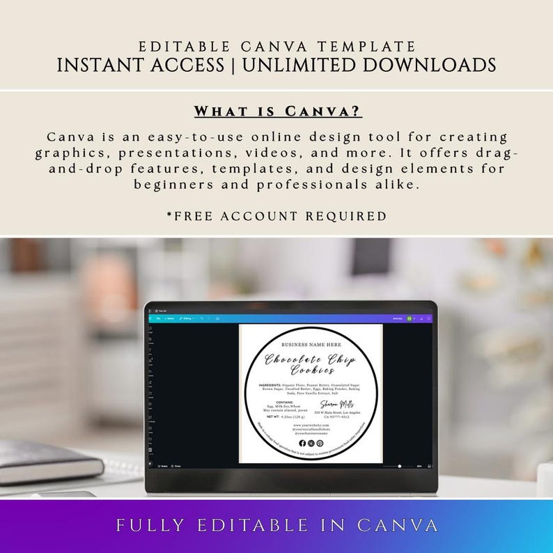 Editable Cottage Food Labels | Canva Templates (2x2 & 3x3) - Etsy Canada