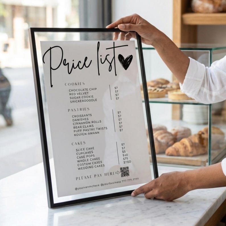 Printable Bakery Price List Template | Editable Canva Treat Price List ...