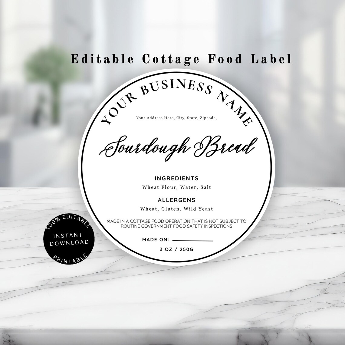 Sourdough Cottage Food Law Label Canva Templates, Custom Sticker ...