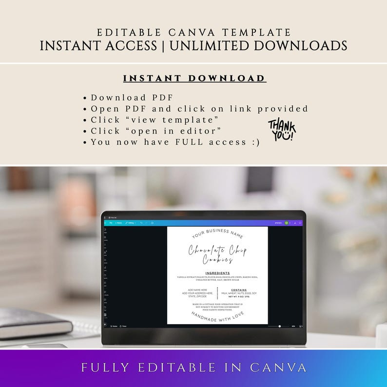 Cottage Food Label Canva Template Cottage Law Label & Food Label ...