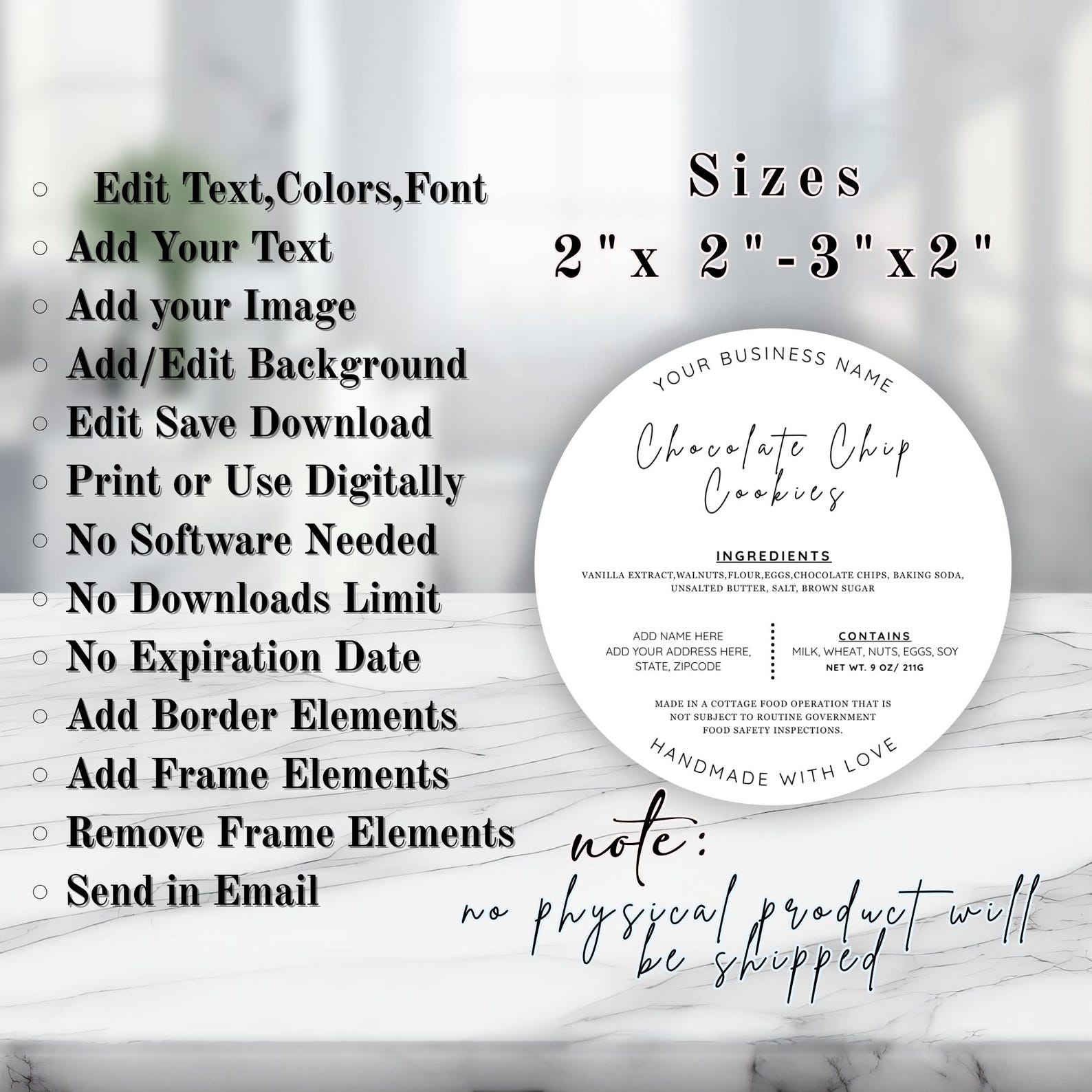 Editable Cottage Food Labels, Custom Sticker for Small Business Labels ...