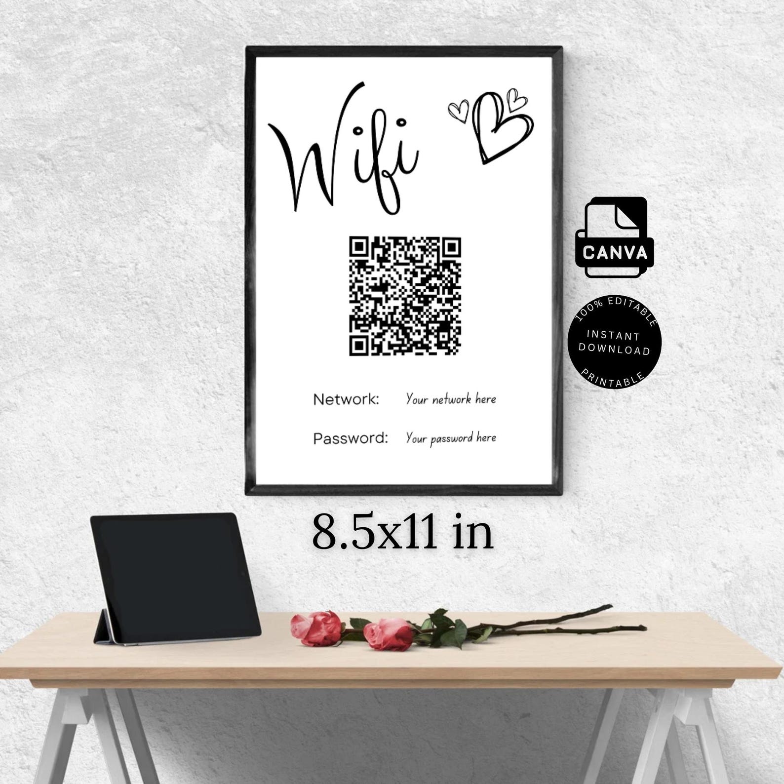 Personalized QR Code Wifi Sign, Custom Business Wifi Sign, QR Code Wifi ...