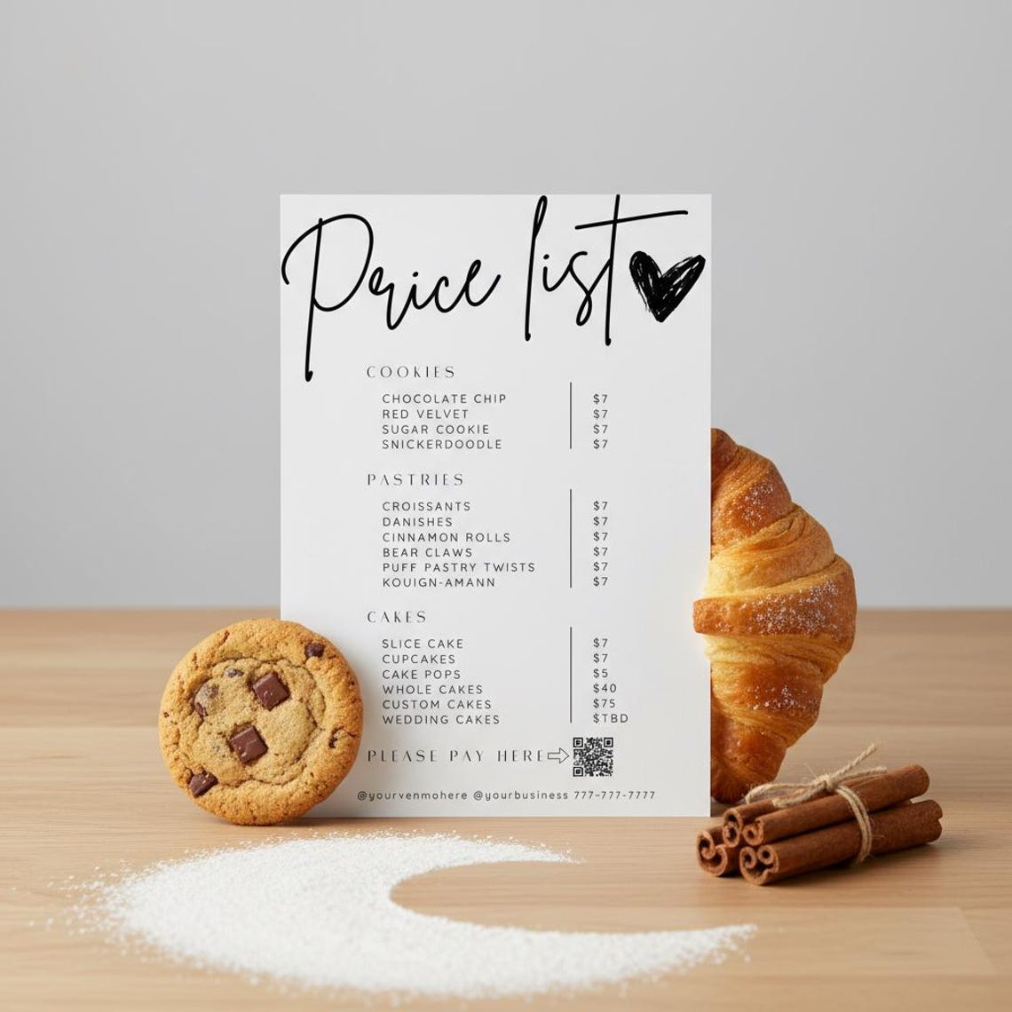 Printable Bakery Price List Template | Editable Canva Treat Price List ...