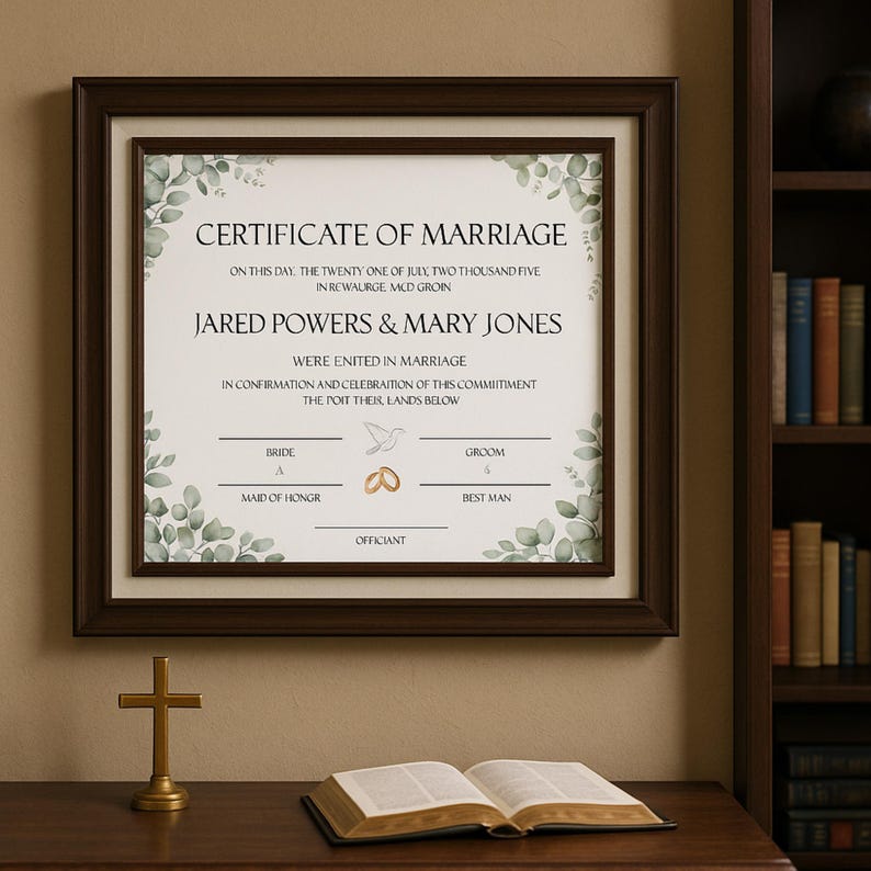 Printable Marriage Certificate Canva Template, Wedding Vows Custom ...
