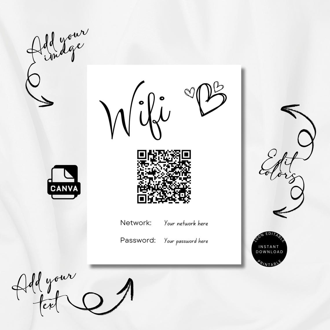 Personalized QR Code Wifi Sign, Custom Business Wifi Sign, QR Code Wifi ...