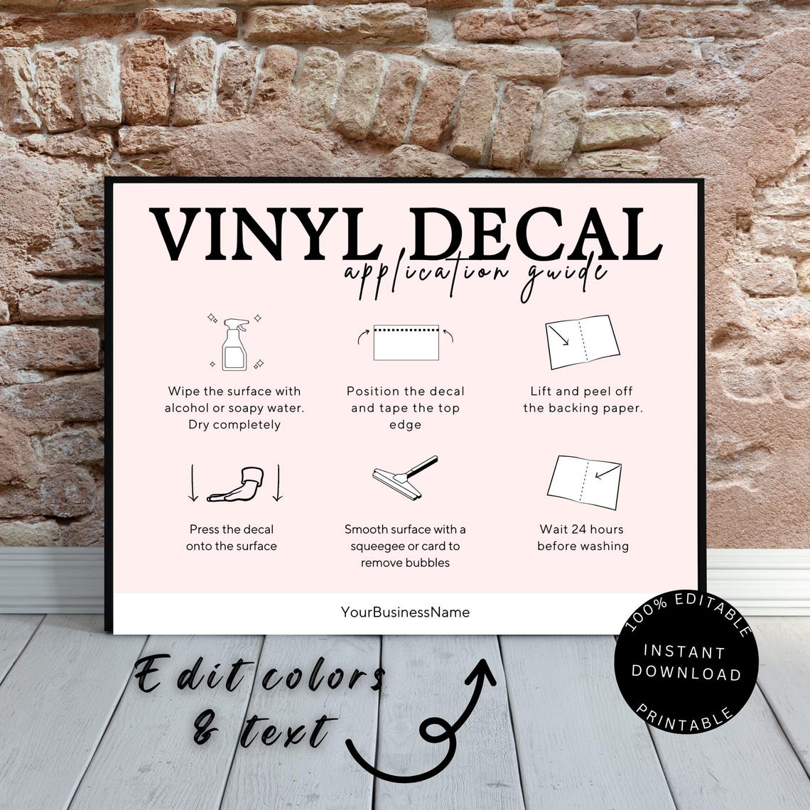 How to Apply DIY Vinyl Decal Application Guide Canva Template | Vinyl ...