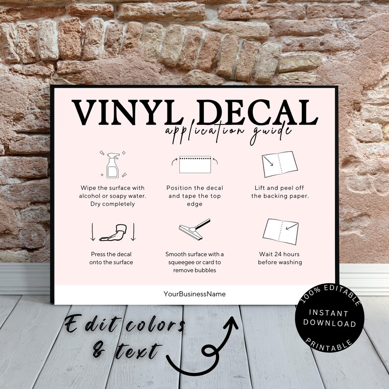 How to Apply DIY Vinyl Decal Application Guide Canva Template | Vinyl ...