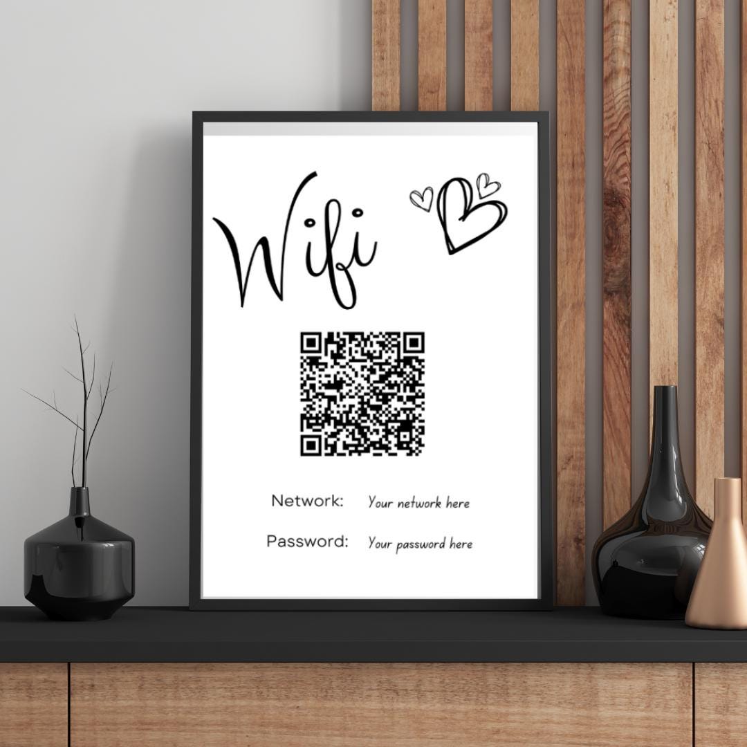 Custom Business Wifi Sign, QR Code Wifi Sign, QR Code Wifi Template ...
