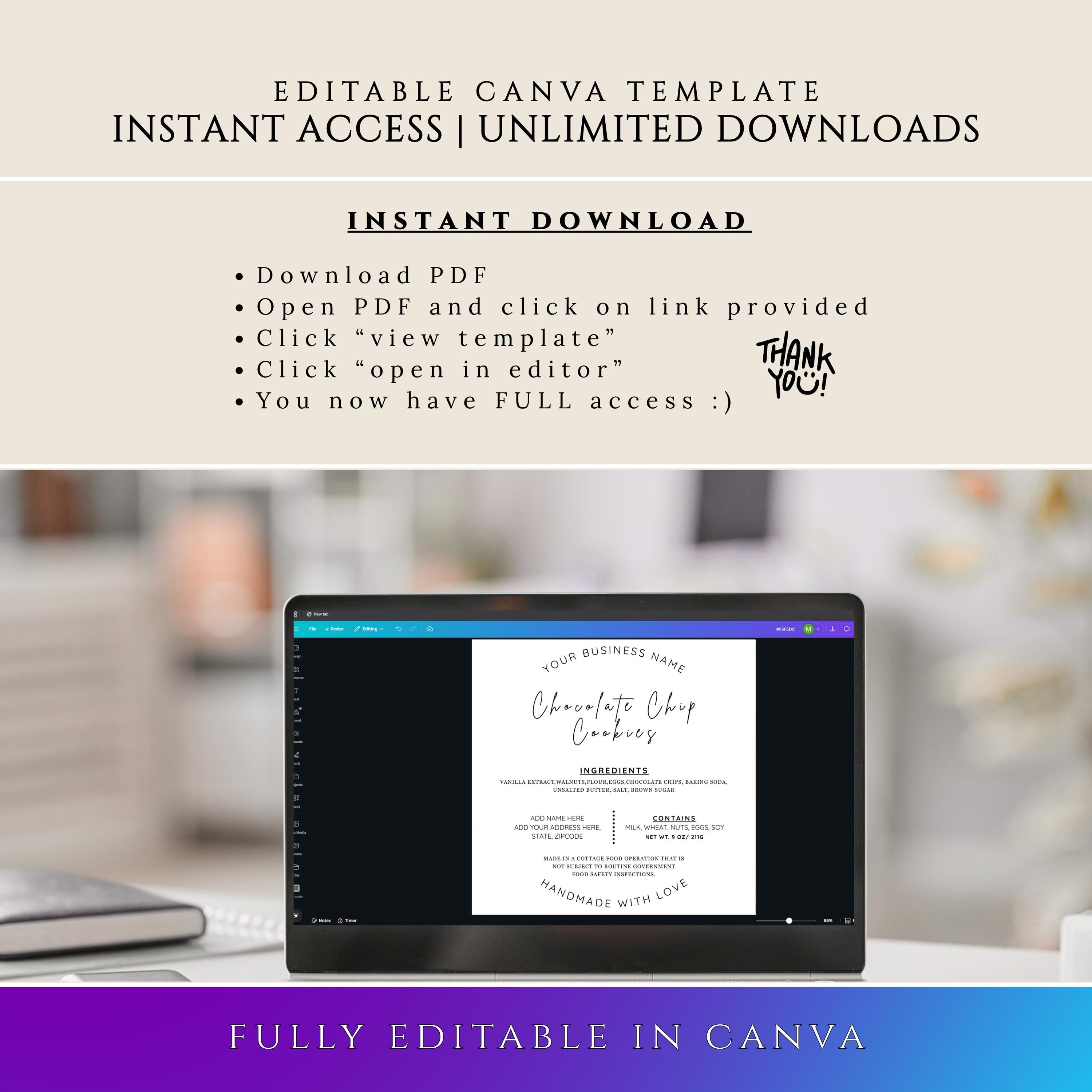 Editable Cottage Law Food Label Canva Templates Custom Sticker for ...