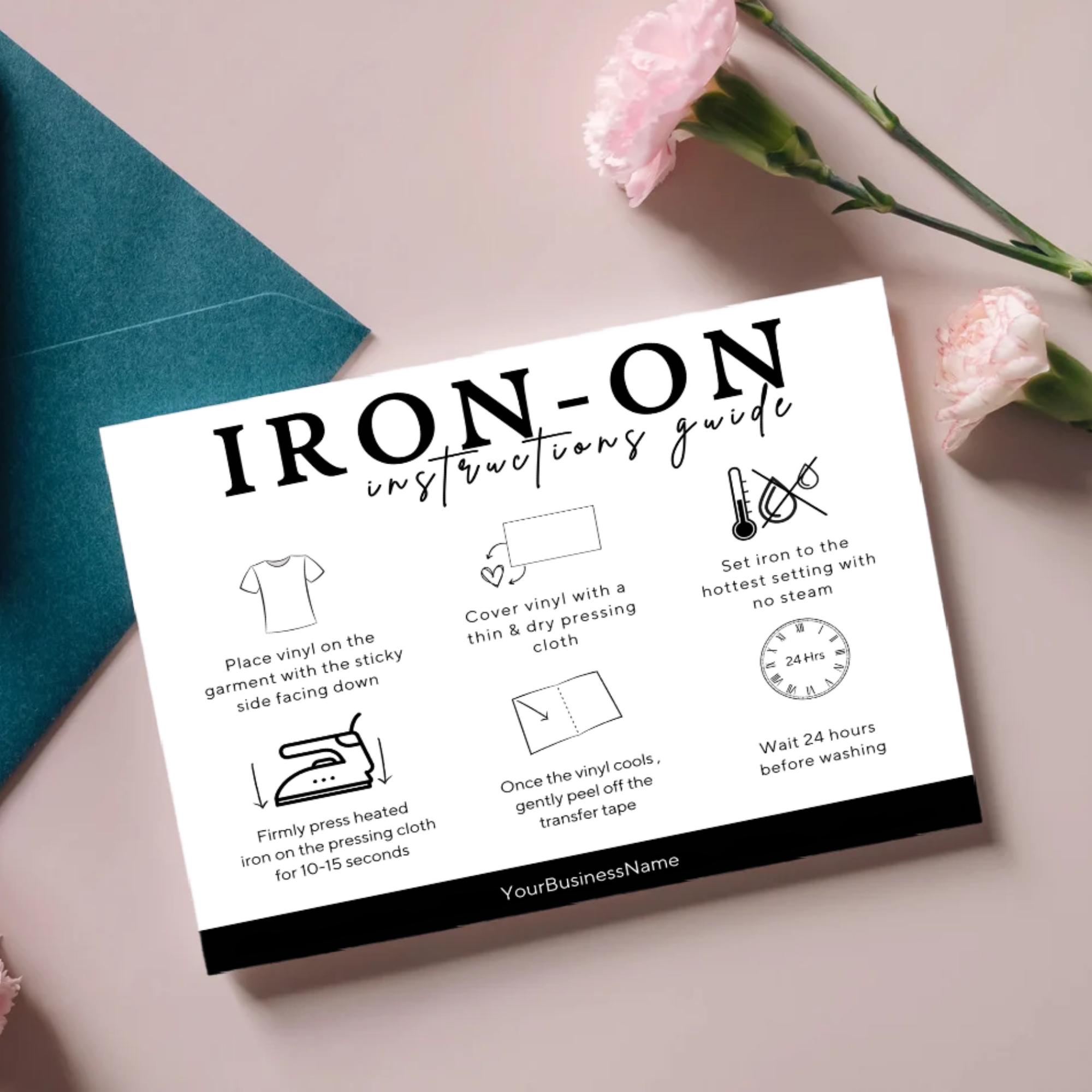 Iron on Heat Transfer Vinyl Canva Template | Printable Shirt Vinyl Care ...