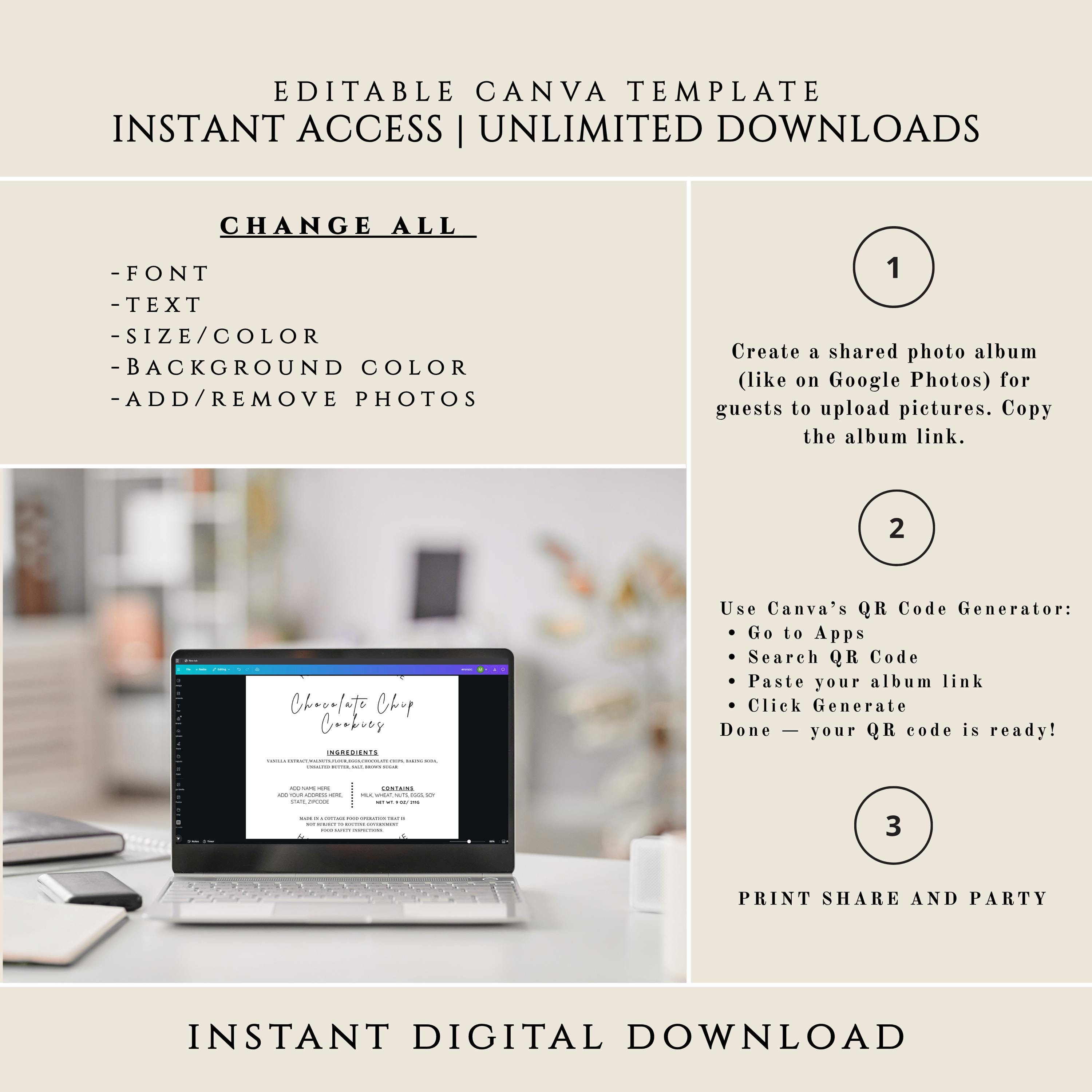 Editable Cottage Law Food Label Canva Templates Custom Sticker for ...