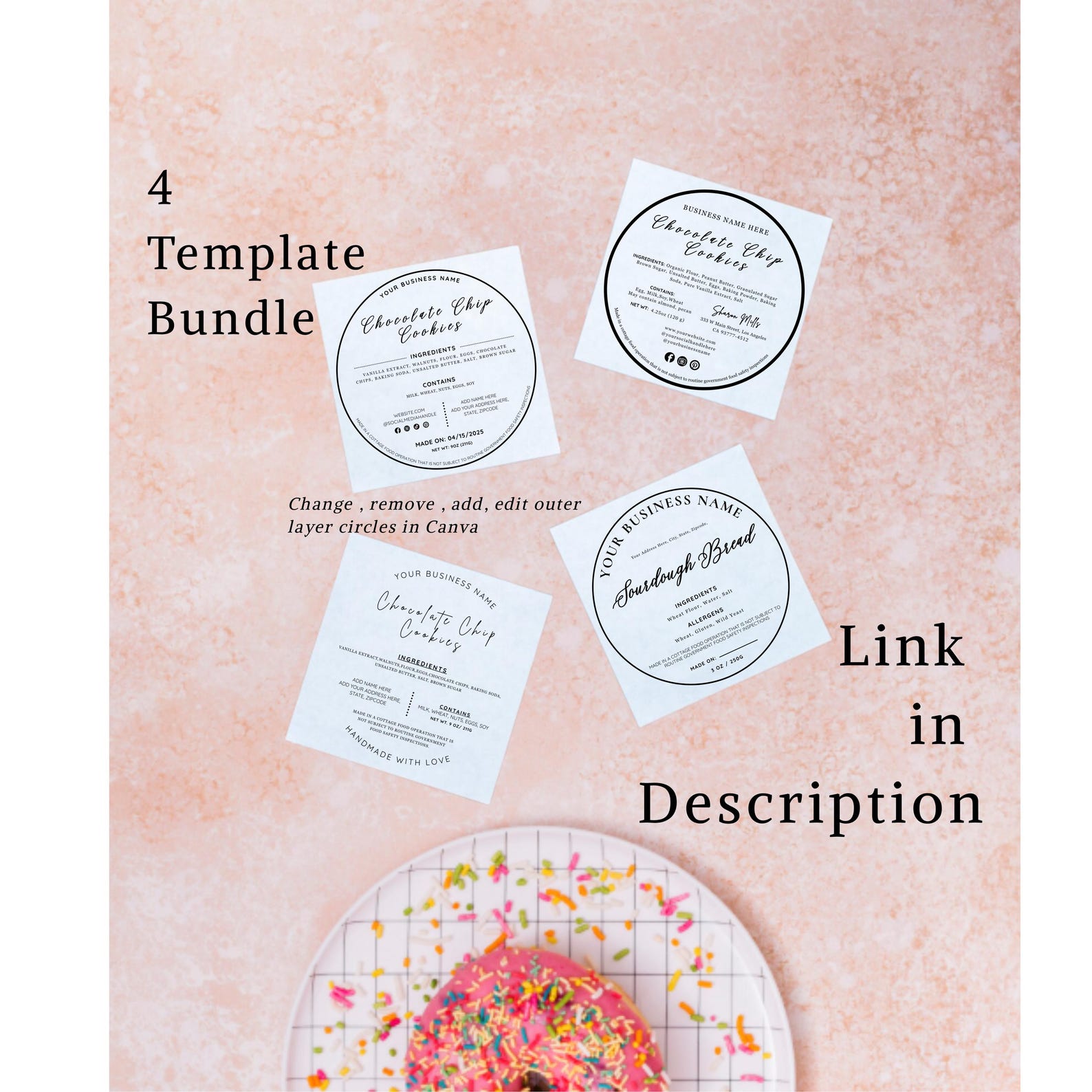 Editable Cottage Law Food Label Canva Templates Custom Sticker for ...
