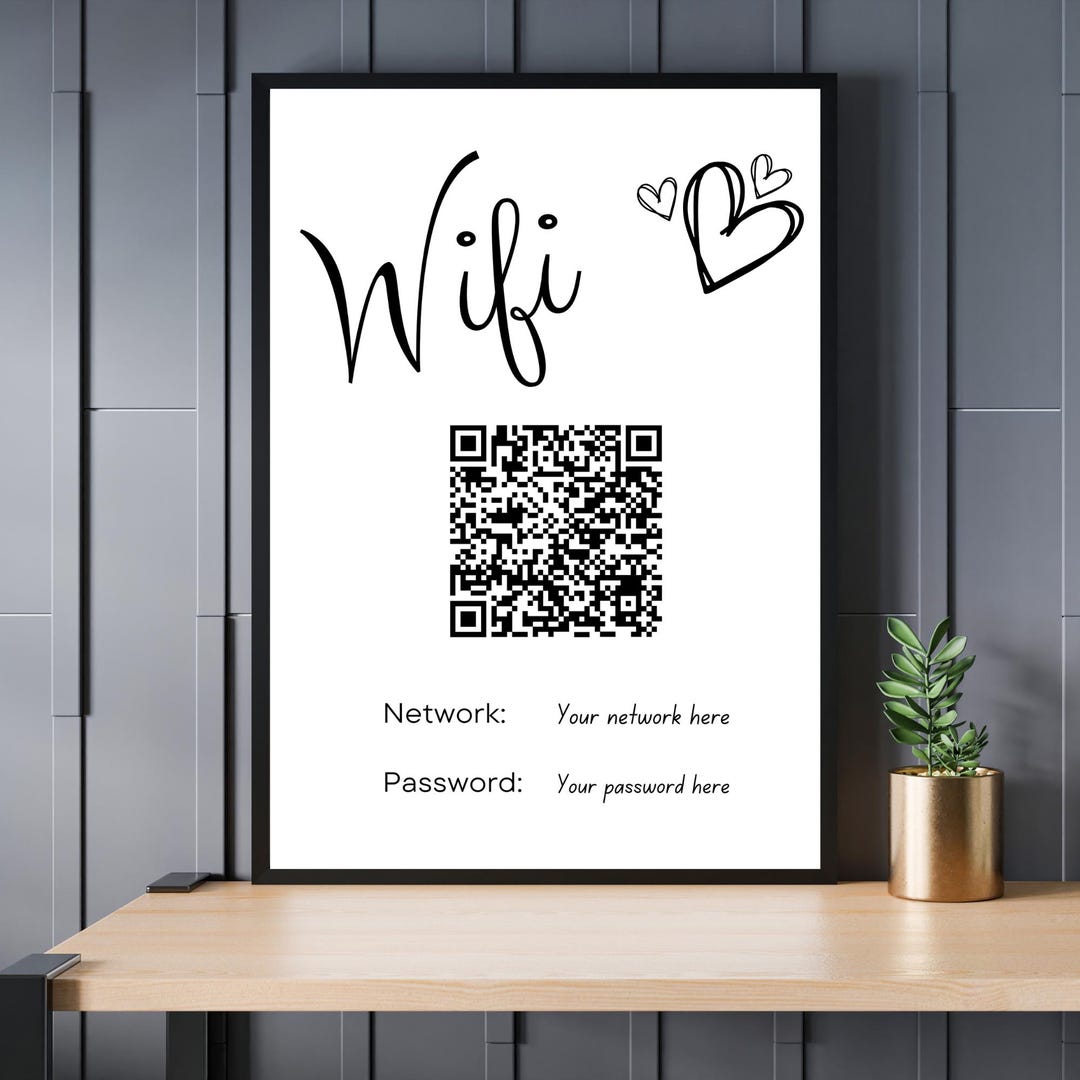 WLAN Passwort Zeichen Canva Vorlage | QR-Code-WiFi-Zeichen Bearbeitbar ...