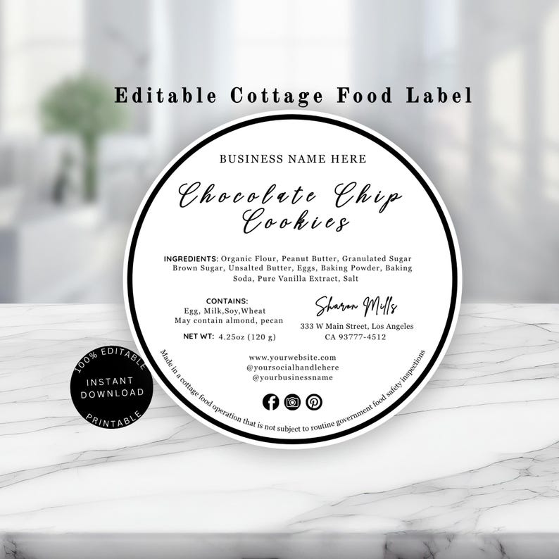 Editable Cottage Food Labels | Canva Templates (2x2 & 3x3) - Etsy UK