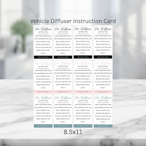 Car Diffuser Care Card Canva Template | Printable Car Air Freshener ...