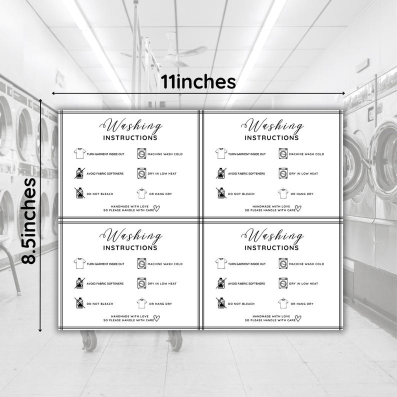 Editable Clothing Washing Printable Care Card Templates, Digital File ...