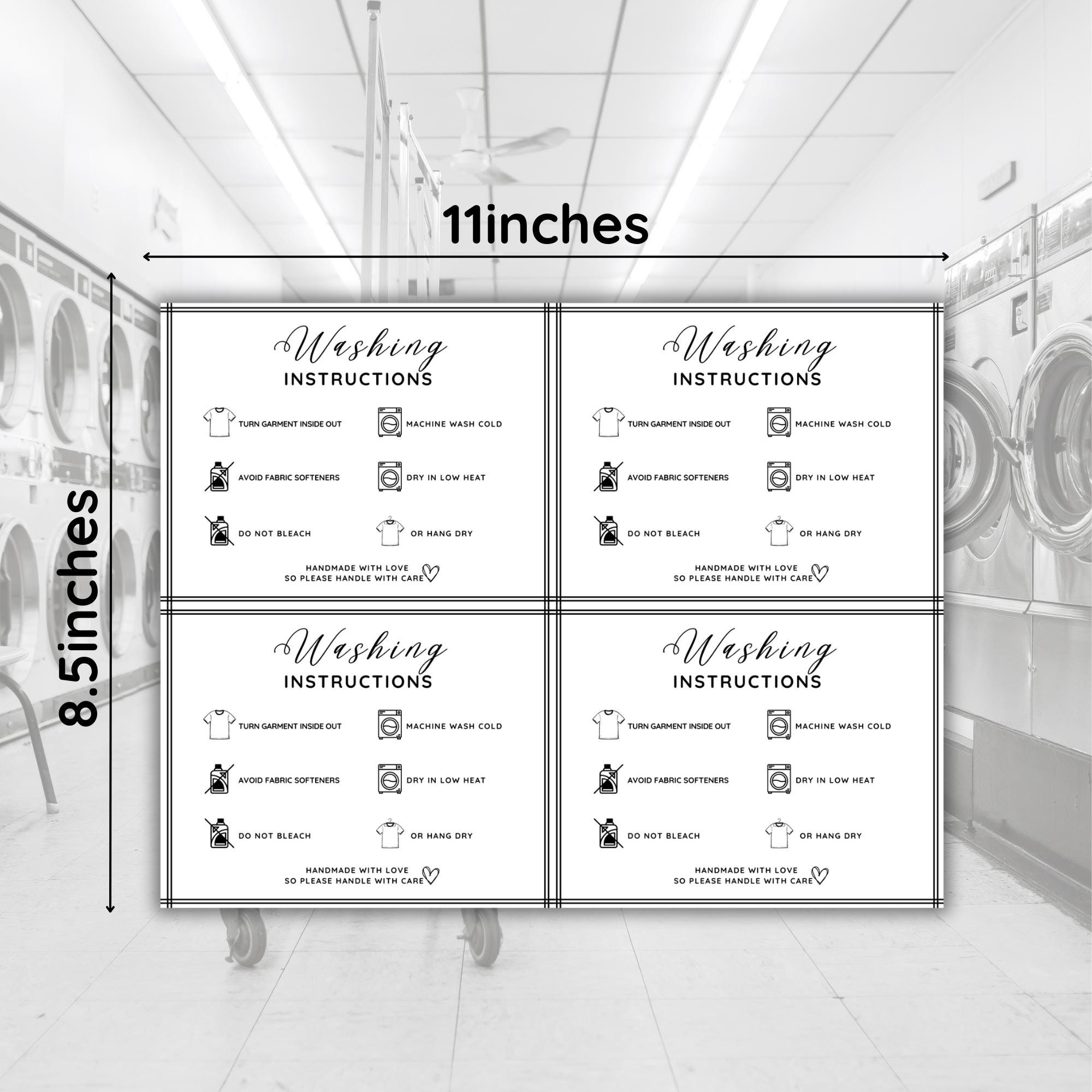 Editable Clothing Washing Printable Care Card Templates, Digital File ...