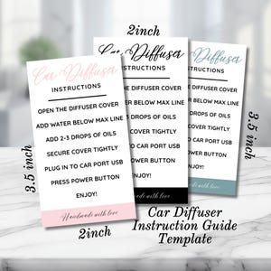 Car Diffuser Care Card Canva Template | Printable Car Air Freshener ...