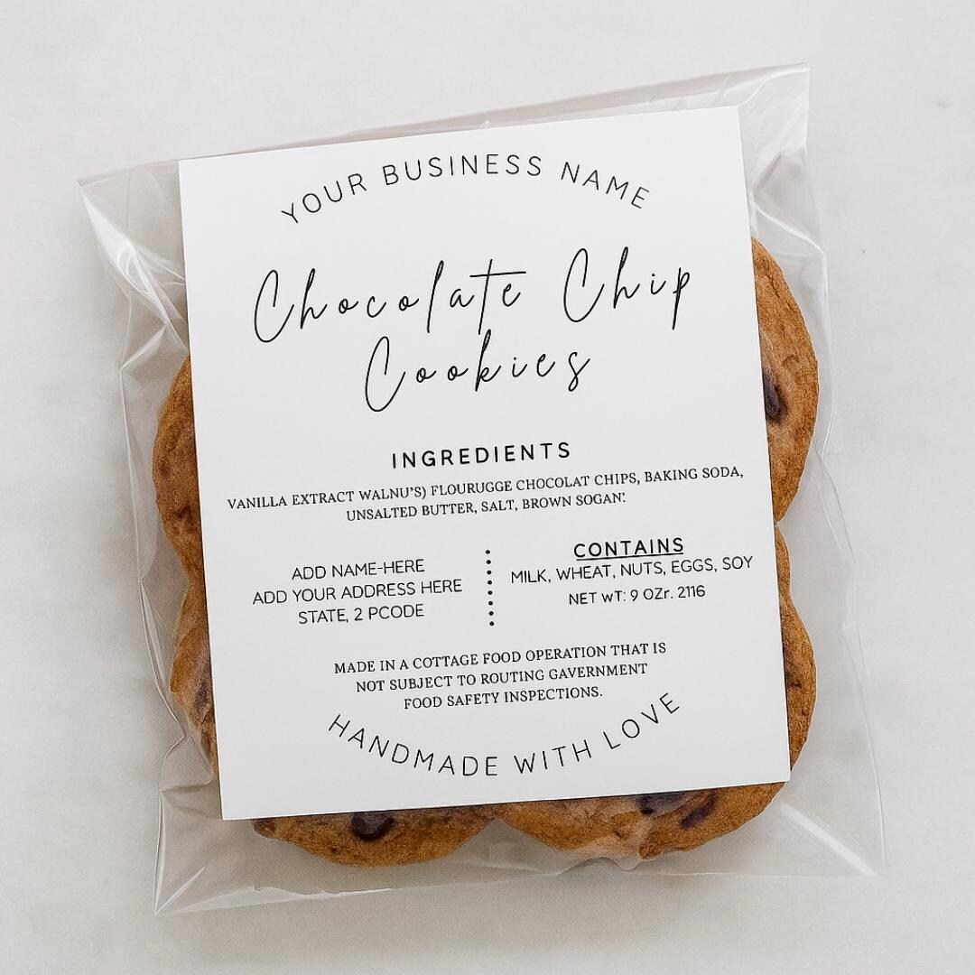 Editable Cottage Law Food Label Canva Templates Custom Sticker for ...