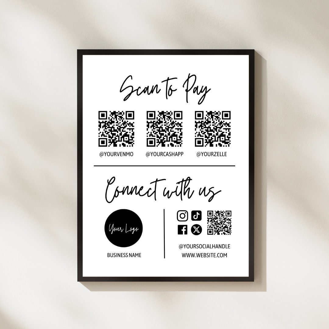 Scan to Pay Template Sign QR Code Sign for Small Business Payment ...