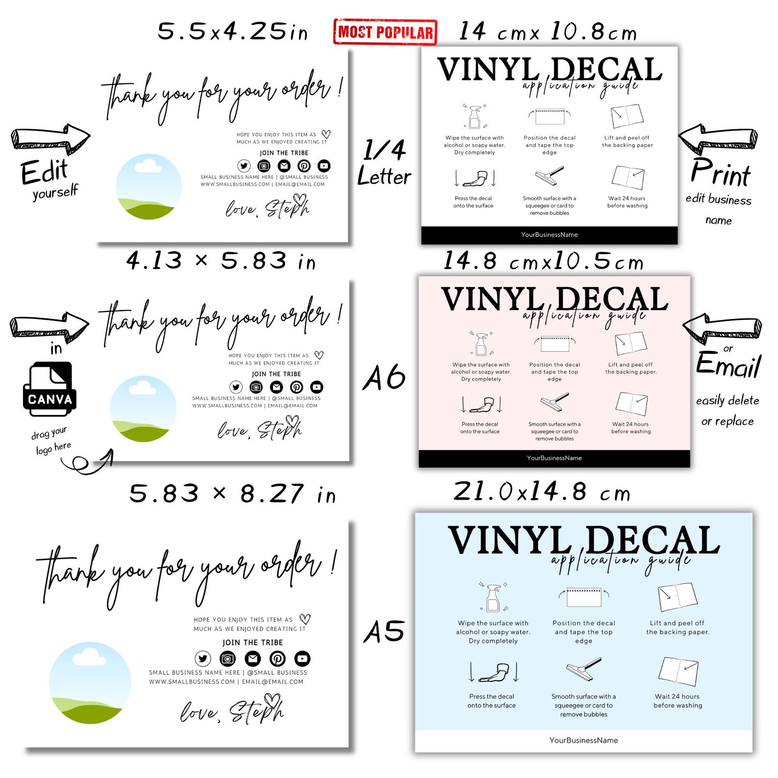 How to Apply DIY Vinyl Decal Application Guide Canva Template | Vinyl ...