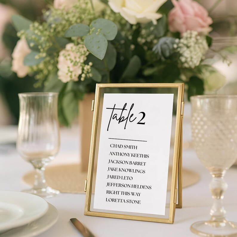 Wedding Table Numbers Seating Chart Sign Canva Template | Editable ...
