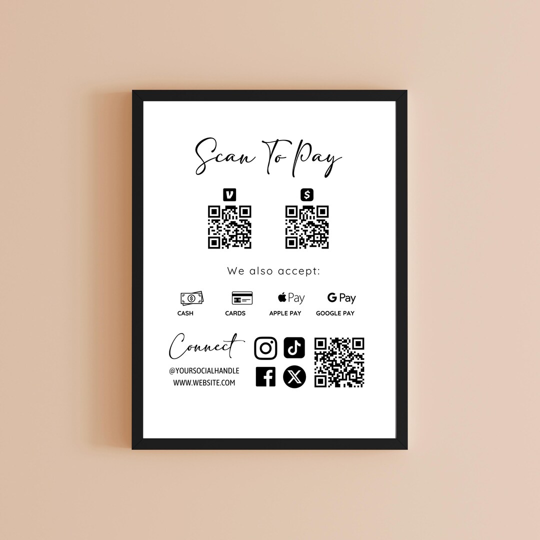 Scan to Pay Template Sign QR Code Sign for Small Business Payment ...