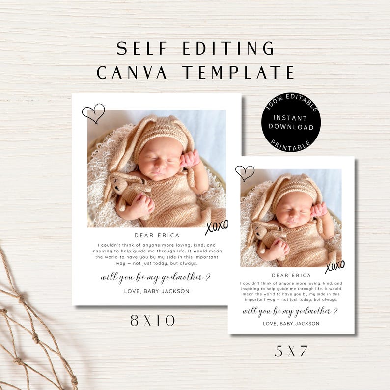 Printable Godparent Proposal Canva Template | Editable Proposal Card ...