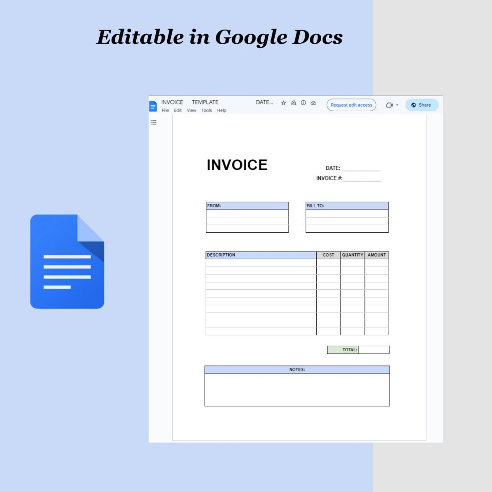 Printable Invoice Excel Template, Google Sheets Bookkeeping Template ...
