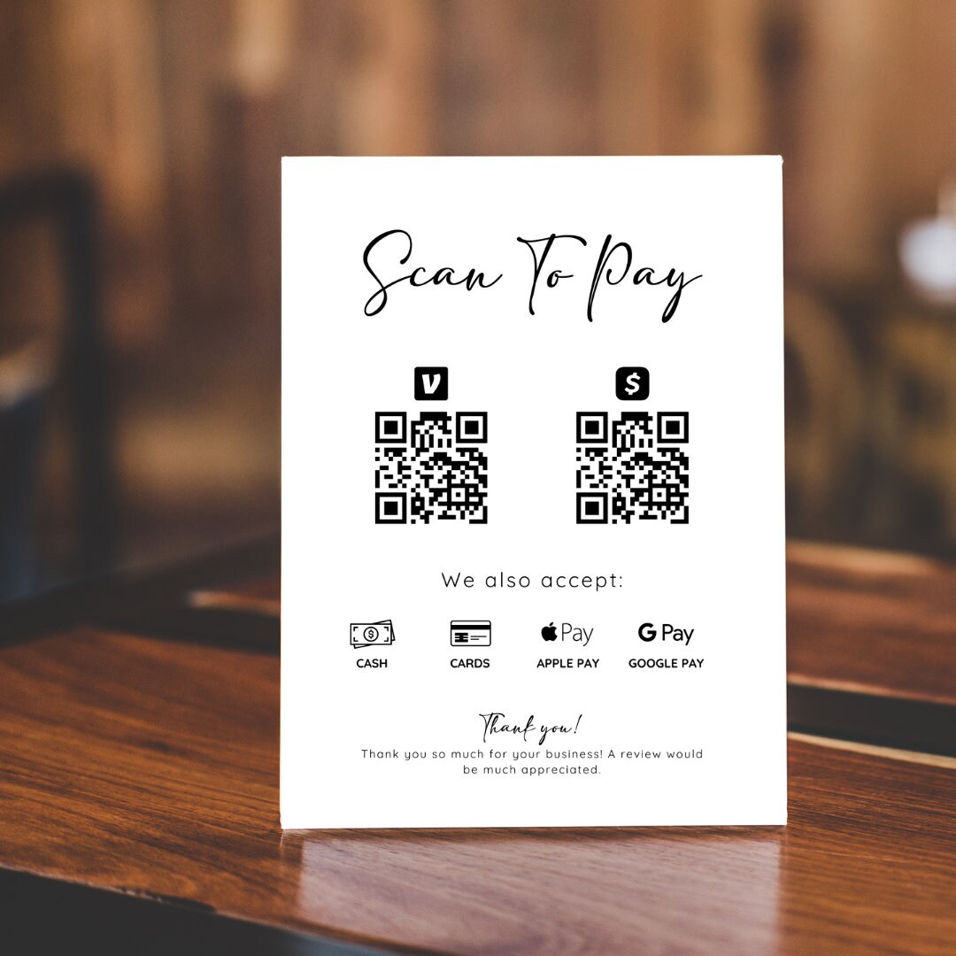 Scan to Pay Template Sign QR Code Sign for Small Business Payment ...