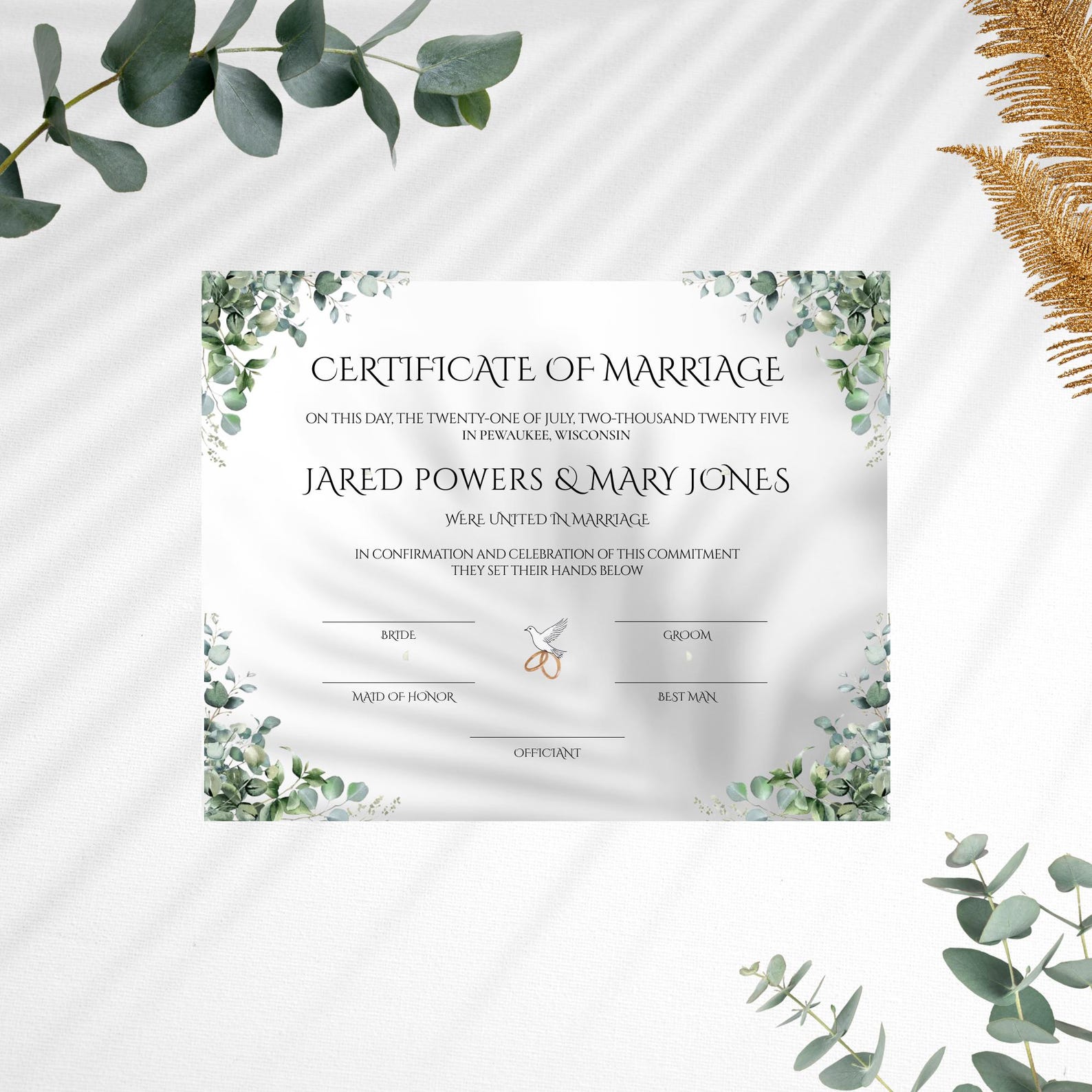 Printable Marriage Certificate Canva Template, Wedding Vows Custom ...